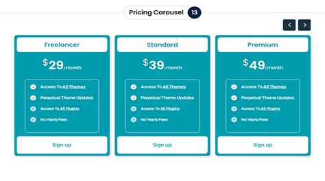 Divi Pricing Table Module Carousel Layout V20
