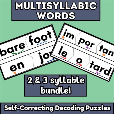 Syllable Division {multisyllabic Word Puzzles} 1st 2nd Grade Phonics And Decoding