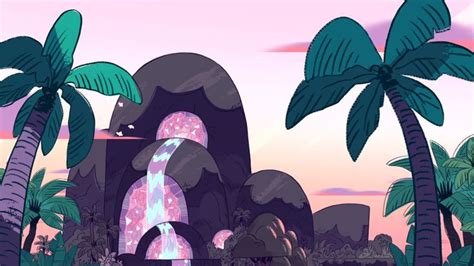Steven Universe Background With Palm Trees And Mountains