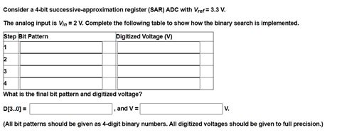 solved consider a 4 bit successive approximation register sar adc