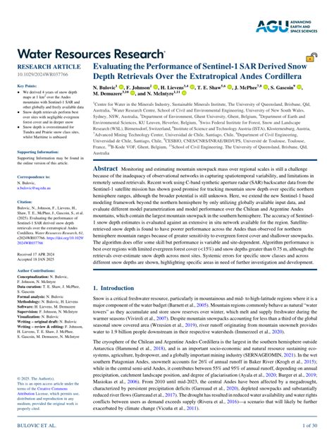 Pdf Evaluating The Performance Of Sentinel‐1 Sar Derived Snow Depth Retrievals Over The