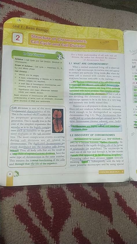 Unit 1 Basic Biology 2 Structure Of Chromosomes Cell Cycle And Cell Div