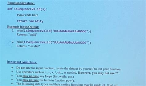 Solved Function Signature Def Issequencevalids Lyour