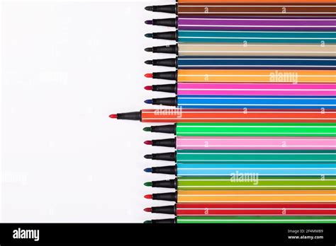 Colored Markers Without Caps Isolated On White Background Stock Photo Alamy