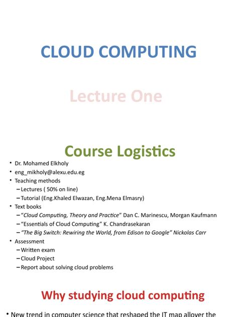 Cloud Computing Lecture One Pdf Cloud Computing Computing