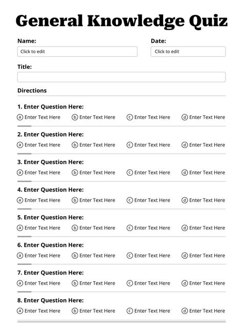 Blank Quiz Template For Google Docs