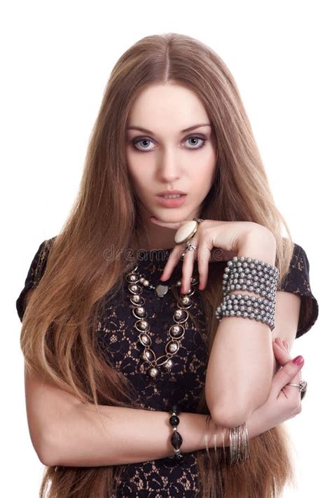 Portrait Of Woman In Dress Stock Image Image Of Beads 18886623