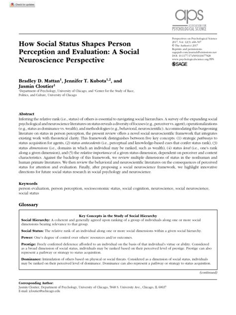 How Social Status Shapes Person Perception And Evaluation A Social