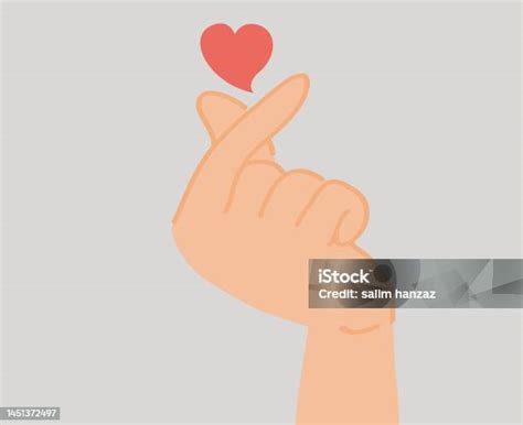 집게 손가락과 엄지 손가락이 교차 된 미니 하트 기호 사랑을 표현하는 한국 전통 제스처 성 발렌타인 데이 개념입니다 손가락 꼬기에 대한 스톡 벡터 아트 및 기타 이미지