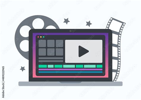 Video Editing Software Concept Film Making On Laptop Display Animator
