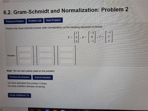 Solved Ch 6 2 Gram Schmidt And Normalization Problem 2