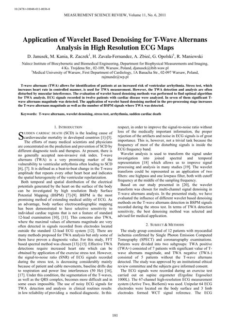 pdf application of wavelet based denoising for t wave alternans