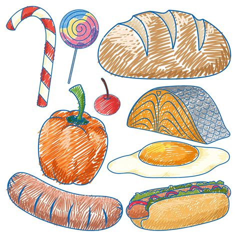 Premium Vector Various Foods In Pencil Colour Sketch Simple Style