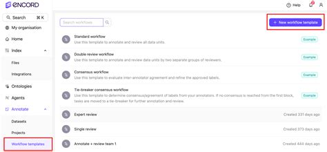 Create A Workflow Template Encord