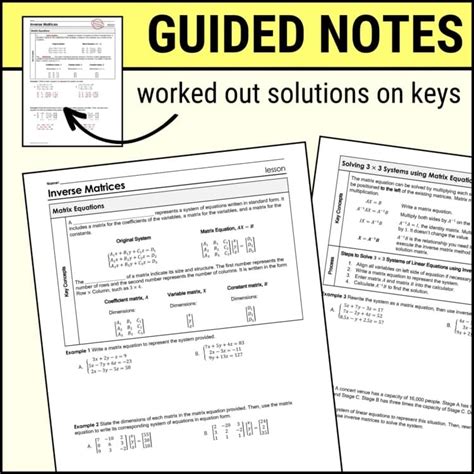 3x3 Systems Inverse Matrices Notes Practice Video By Math Beach Solutions