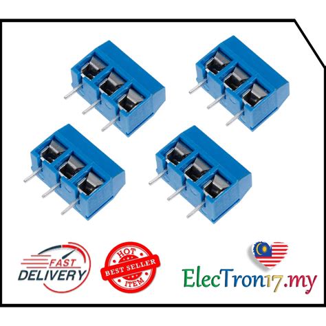 Blue 5mm Pitch 3 Pin 3 Way Straight Pin PCB Screw Terminal Block Connector Shopee Malaysia