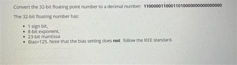 solved convert the 32 bit floating point number to a decimal
