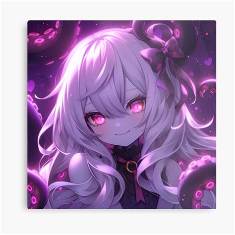 Adorable Pink And Black Goth Tentacle Anime Girl Metal Print For Sale
