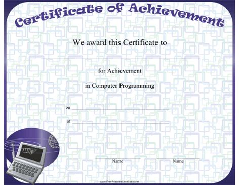 Computer Programming Printable Certificate