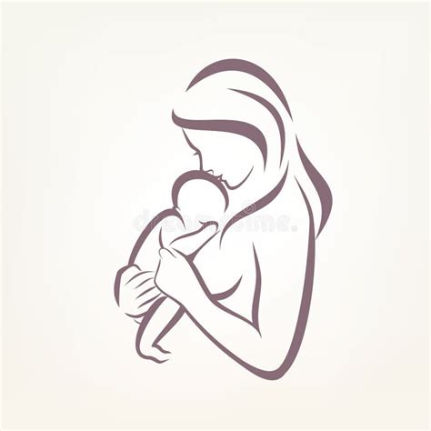 Символ вектора мамы и младенца стилизованный Иллюстрация вектора иллюстрации насчитывающей