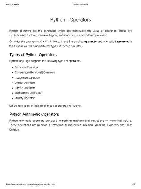 Python Operators1 Pdf