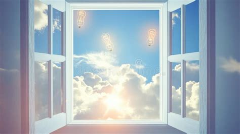 Ideas Floating Sunny Sky Open Window Room Stock Image Image Of