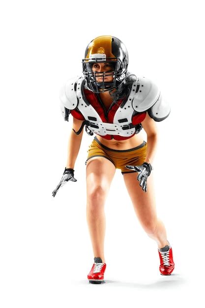 Premium Photo Female American Football Player In Uniform And Jersey