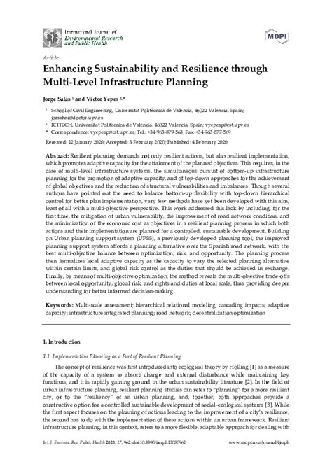 Pdf Enhancing Sustainability And Resilience Through Multi Level Infrastructure Planning