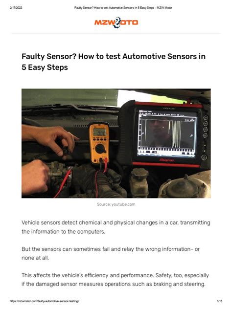 Faulty Sensor How To Test Automotive Sensors In 5 Easy Steps Mzw