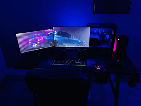 my dual monitor setup with the utespelare desk from ikea i m almost to