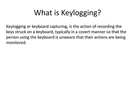 Hacking With A Keylogger Ppt