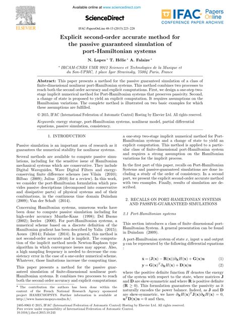Pdf Explicit Second Order Accurate Method For The Passive Guaranteed Simulation Of Port