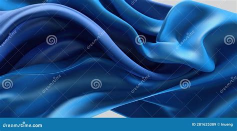 Blue Dynamic Silk Scarf Movement Floating Fabric Background 3d