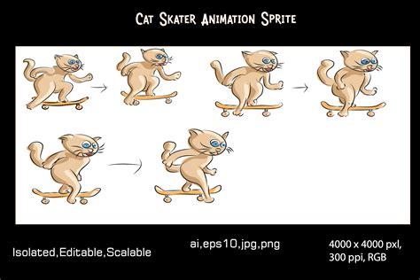 Skater Cat Sprite Graphic By Karya Langit · Creative Fabrica