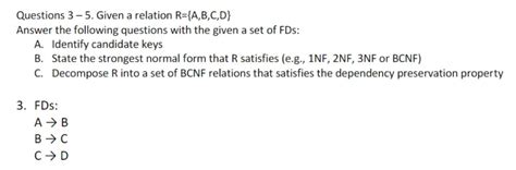solved questions 3 5 given a relation r a b c d] answer the