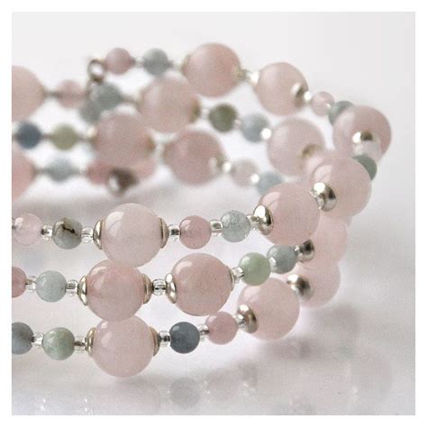 Браслет из розового кварца и бериллов Octavia в интернет магазине на Ярмарке Мастеров