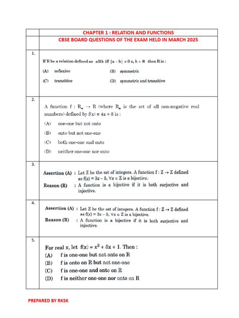 Pyq 2025 Relation And Function Pdf