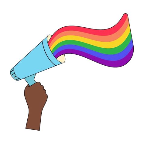 Premium Vector Hand Holds Megafon With Rainbow In Lgbt Colors For Supporting Love Freedom
