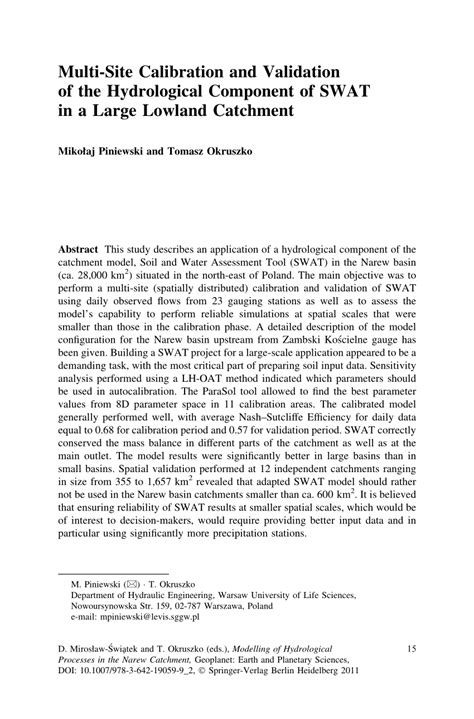 pdf multi site calibration and validation of the hydrological