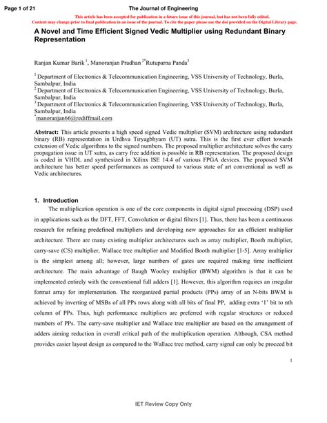 Pdf A Novel And Time Efficient Signed Vedic Multiplier Using