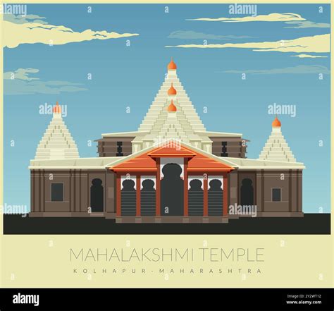 Ancient Mahalakshmi Temple Kolhapur Stock Illustration As Eps 10