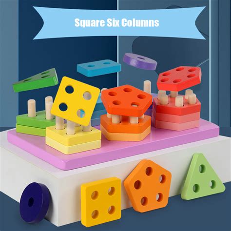 New Montessori Variable Geometry Column Sorting Building Block Toy