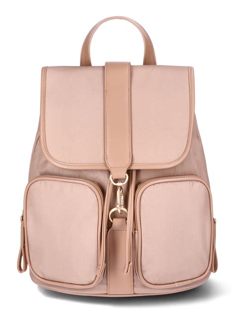 Time And Tru Jessa Backpack Mocha Splash With Drawstring Closure And
