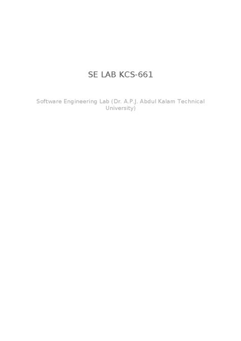 Se Lab Kcs 661 Se Lab Kcs 661 Software Engineering Lab Dr Ap