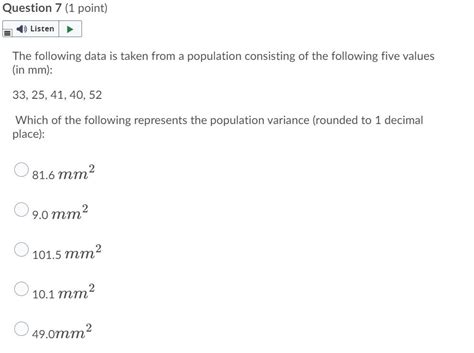 solved question 7 1 point listen the following data is