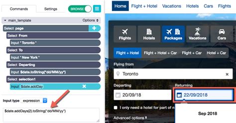Date Inputs Travel Website Example ParseHub Help Center