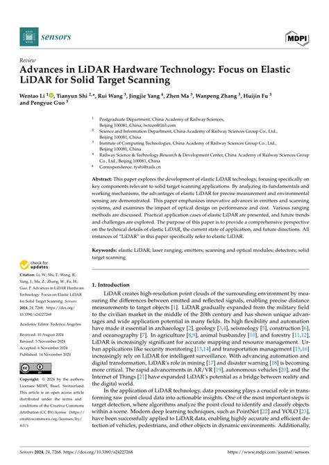 PDF Advances In LiDAR Hardware Technology Focus On Elastic LiDAR For Solid Target Scanning