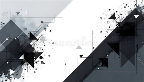 A Dynamic Abstract Design With Triangles And Intersecting Lines In A Monochrome Palette Stock