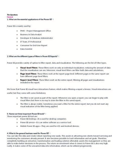 power bi interview question pdf databases microsoft excel