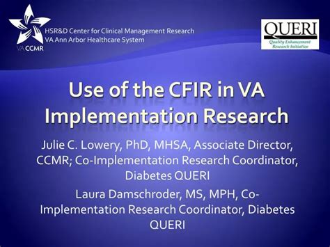 PPT Use Of The CFIR In VA Implementation Research PowerPoint Presentation ID